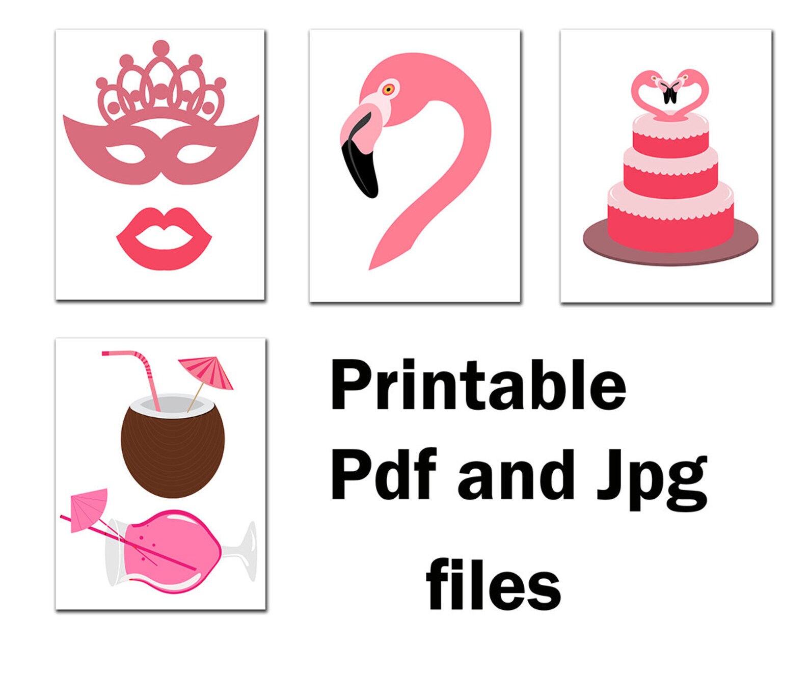 Flamingo Party Photo Booth Props: birthday PARTY Props Pink Photobooth ...