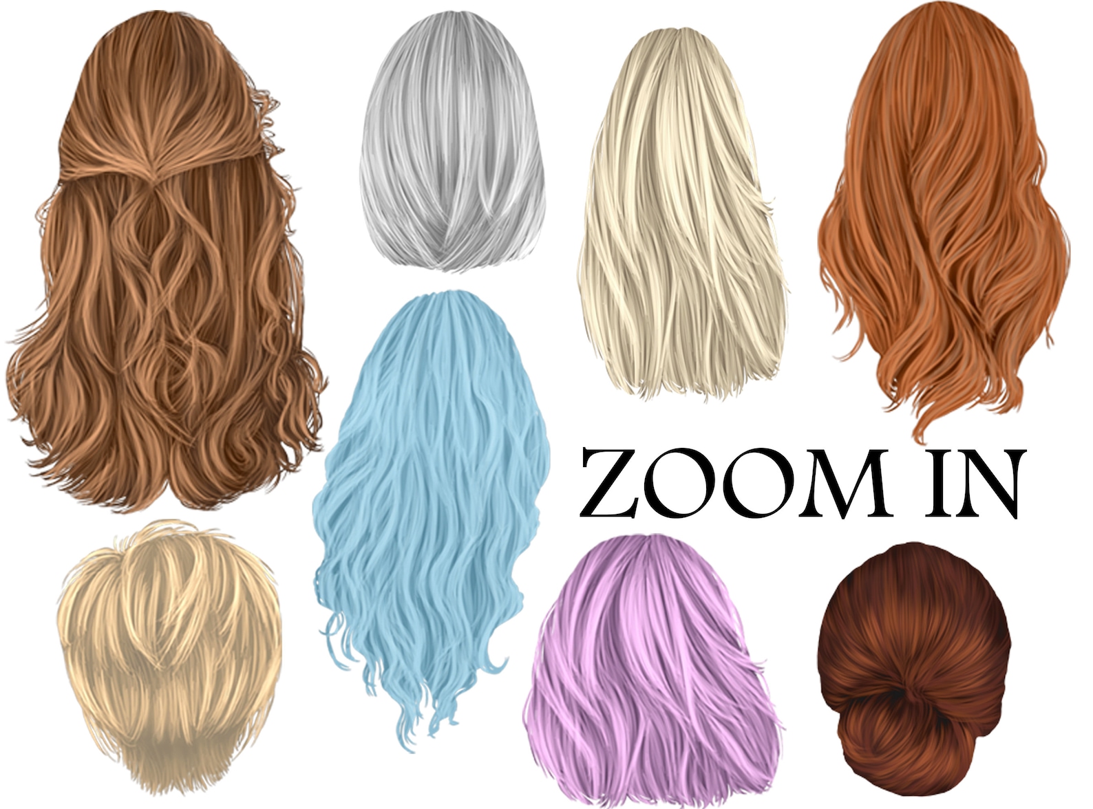 Hairstyles Clipart Girls Hair Clipart Hair Clip Art Womans - Etsy