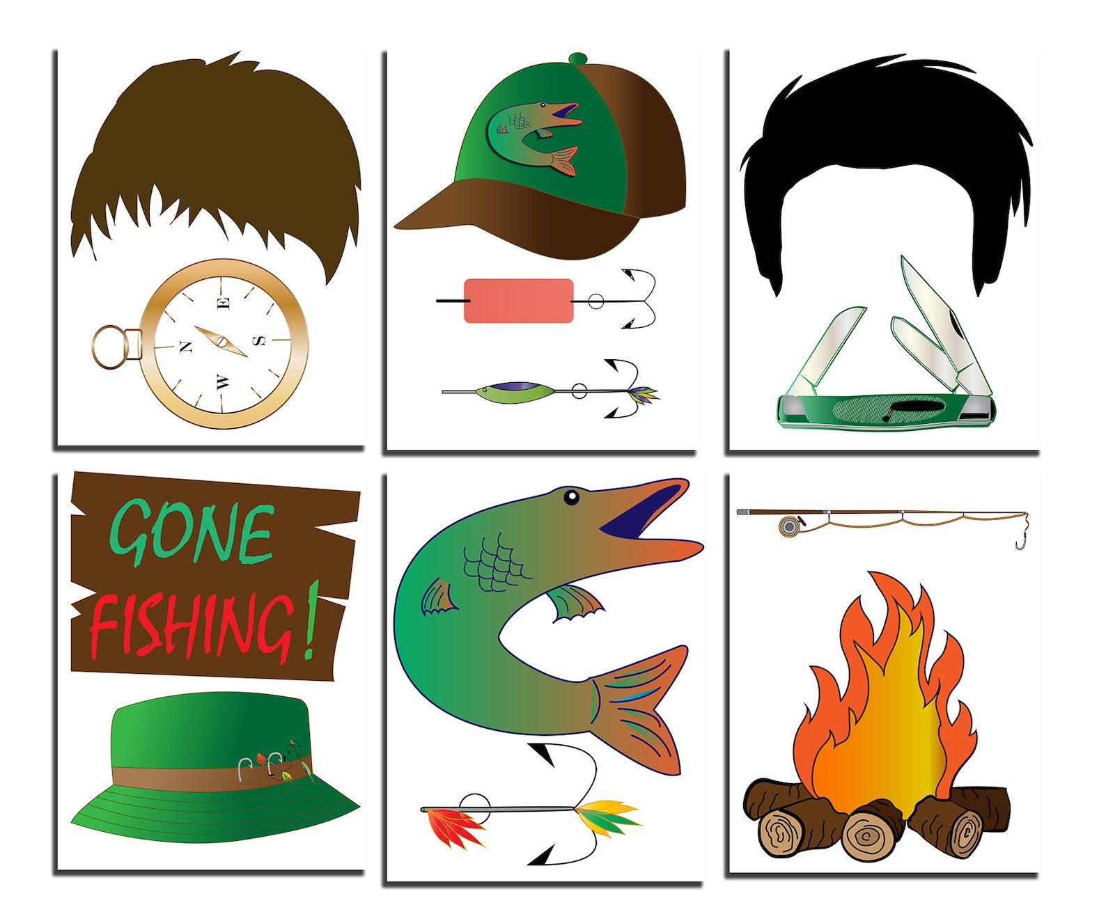 Fishing Photo Booth Prop: fishing PARTY Props Printable Fishing Photo ...