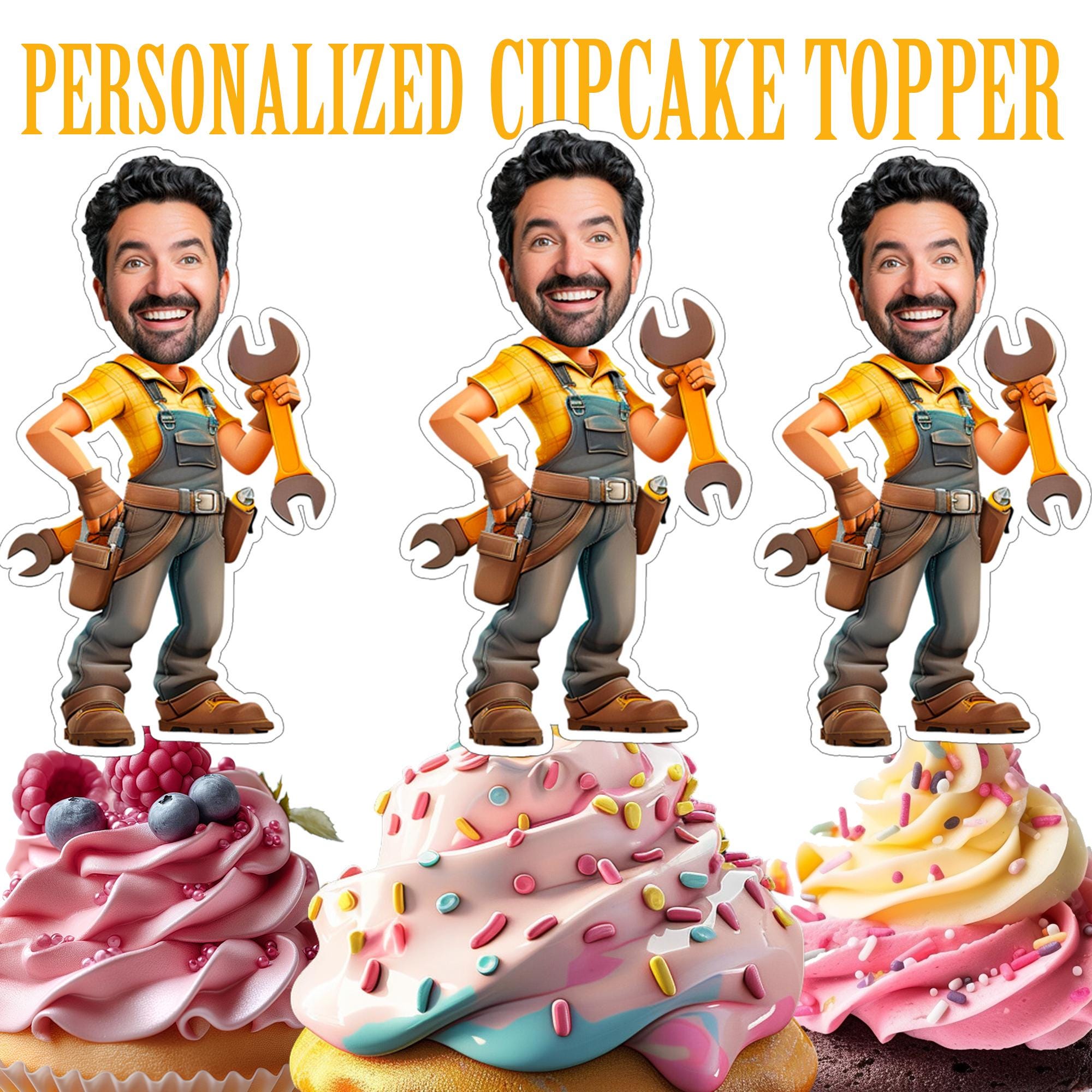 Worker Cupcake Topper Personalized Housebuilder Face Cupcake Topper ...