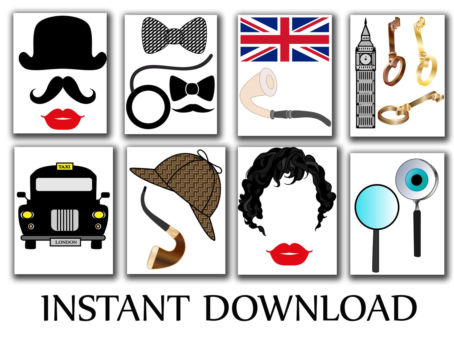 Sherlock Holmes Photo Booth Props: detectives PHOTO Booth Clue Birthday ...