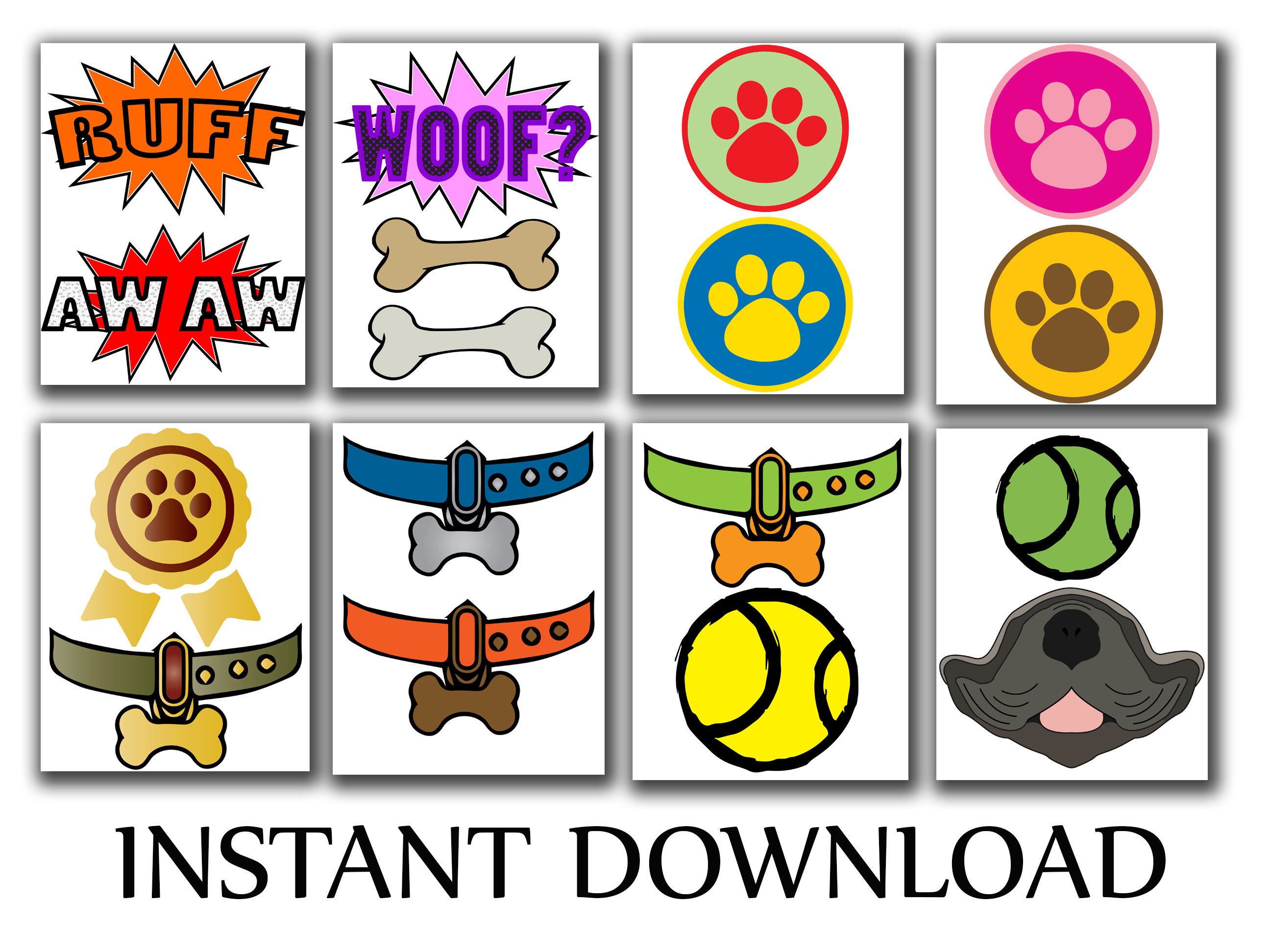 Printable Dog Photo Booth Props: dog PARTY Props Dog Birthday Party ...