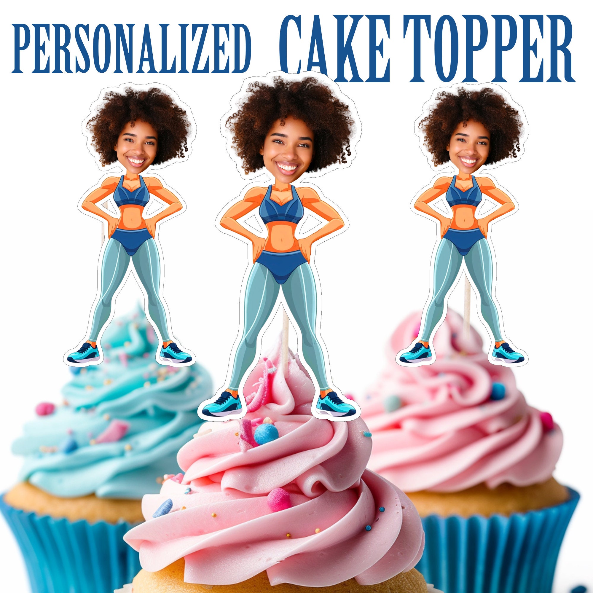 Fitness Girl Cupcake Topper, Personalized Fitness Face Cupcake Topper ...