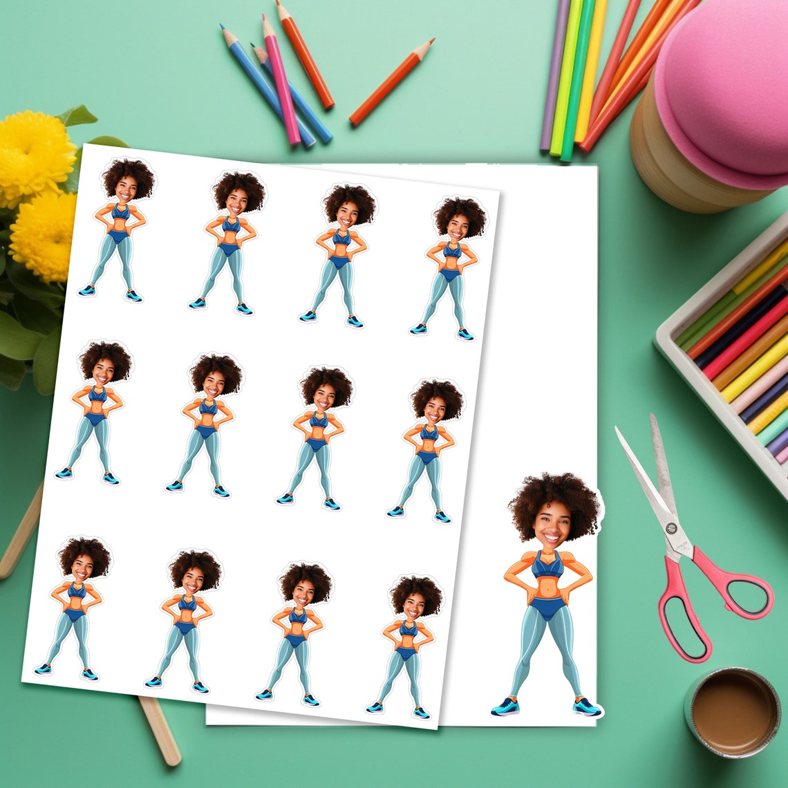 Fitness Girl Cupcake Topper, Personalized Fitness Face Cupcake Topper ...