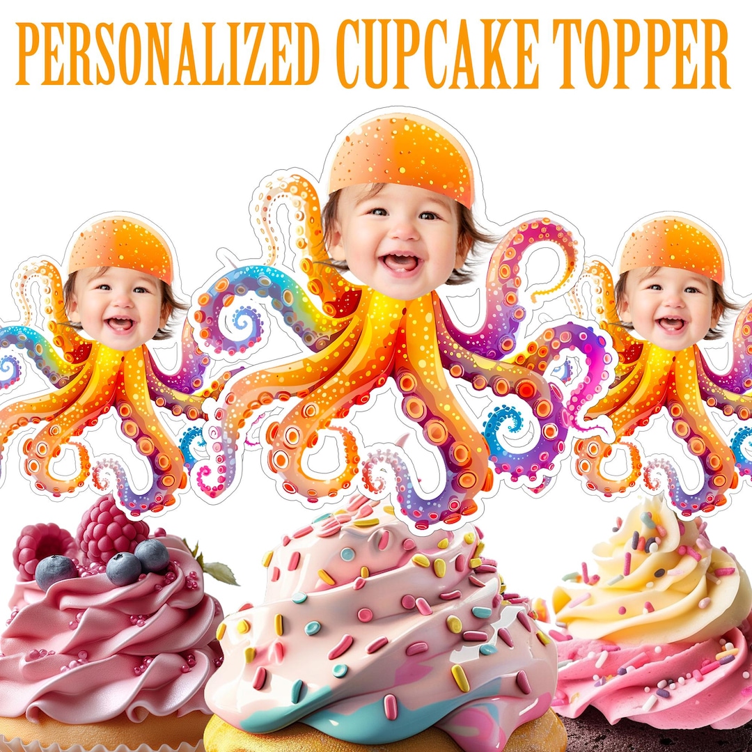 Octopus Cupcake Topper, Personalized Octopus Cupcake Topper, Printable ...
