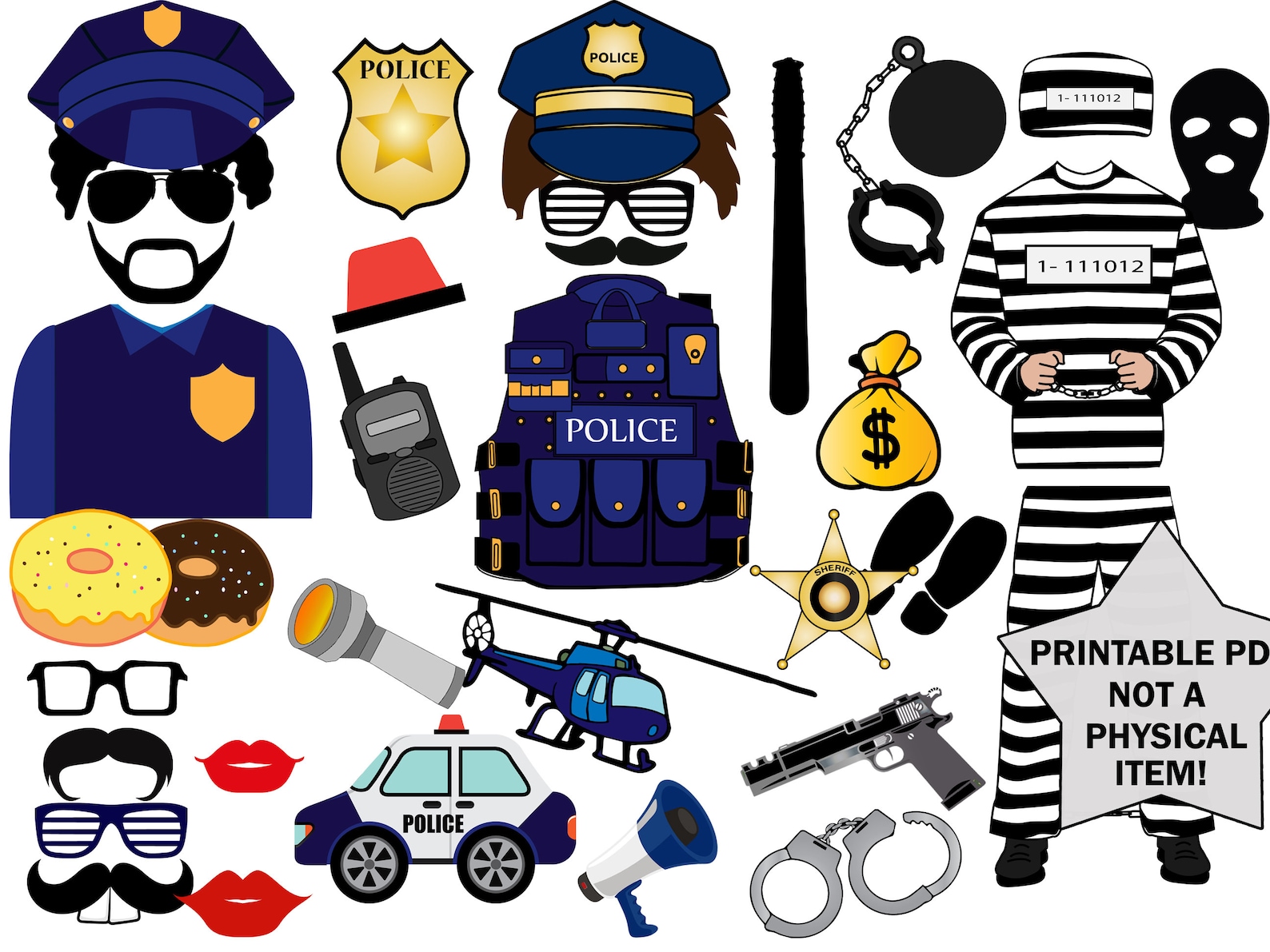 Printable Police Robber Photo Booth Props: police - Etsy