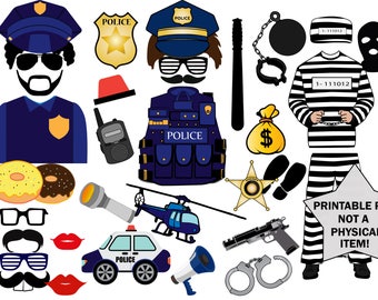 35 Cops and Robbers Party Props, Police Party Theme Photo Booth Props ...