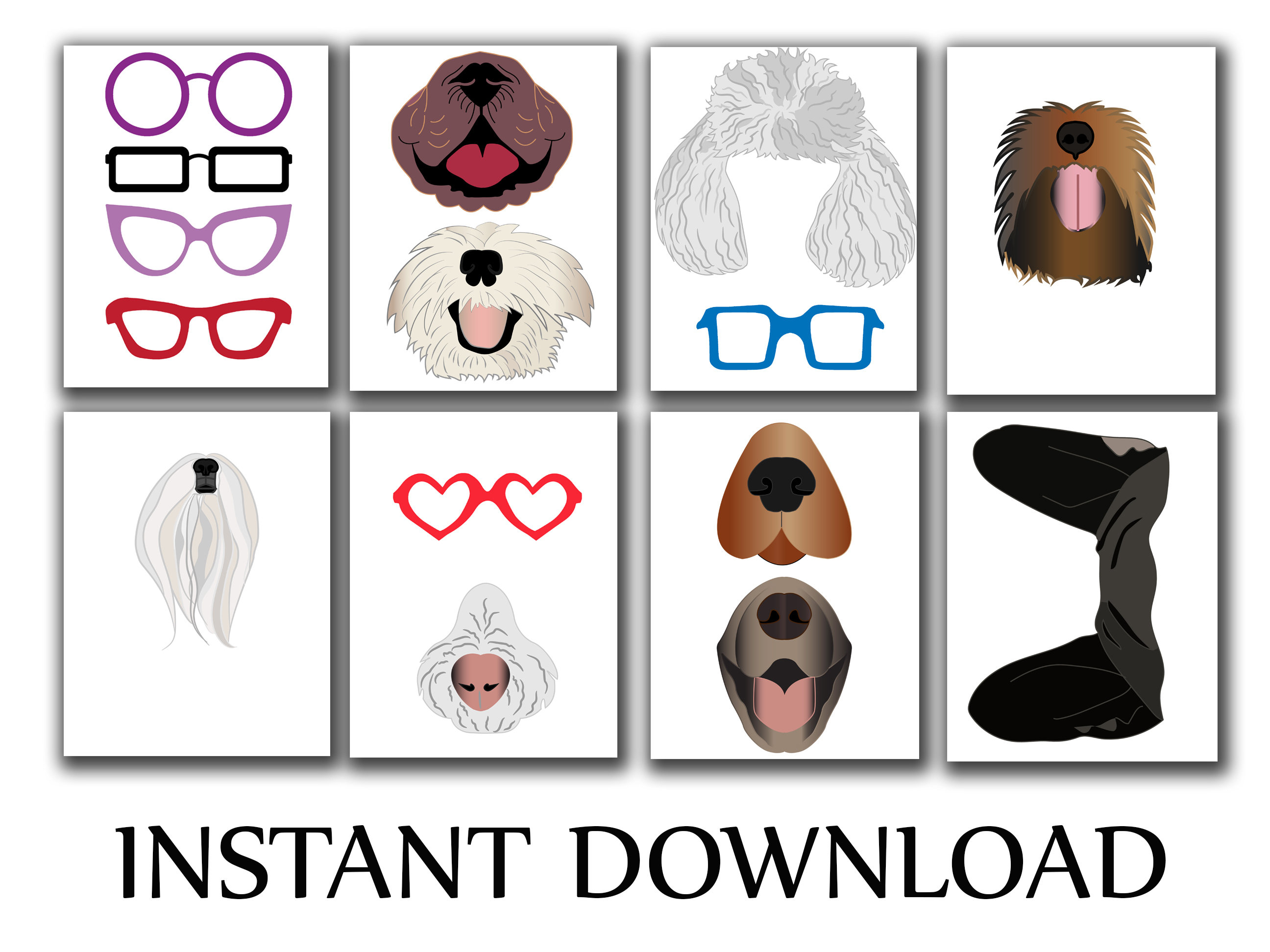 Printable Dog Photo Booth Props: dog PARTY Props Dog Birthday Party ...