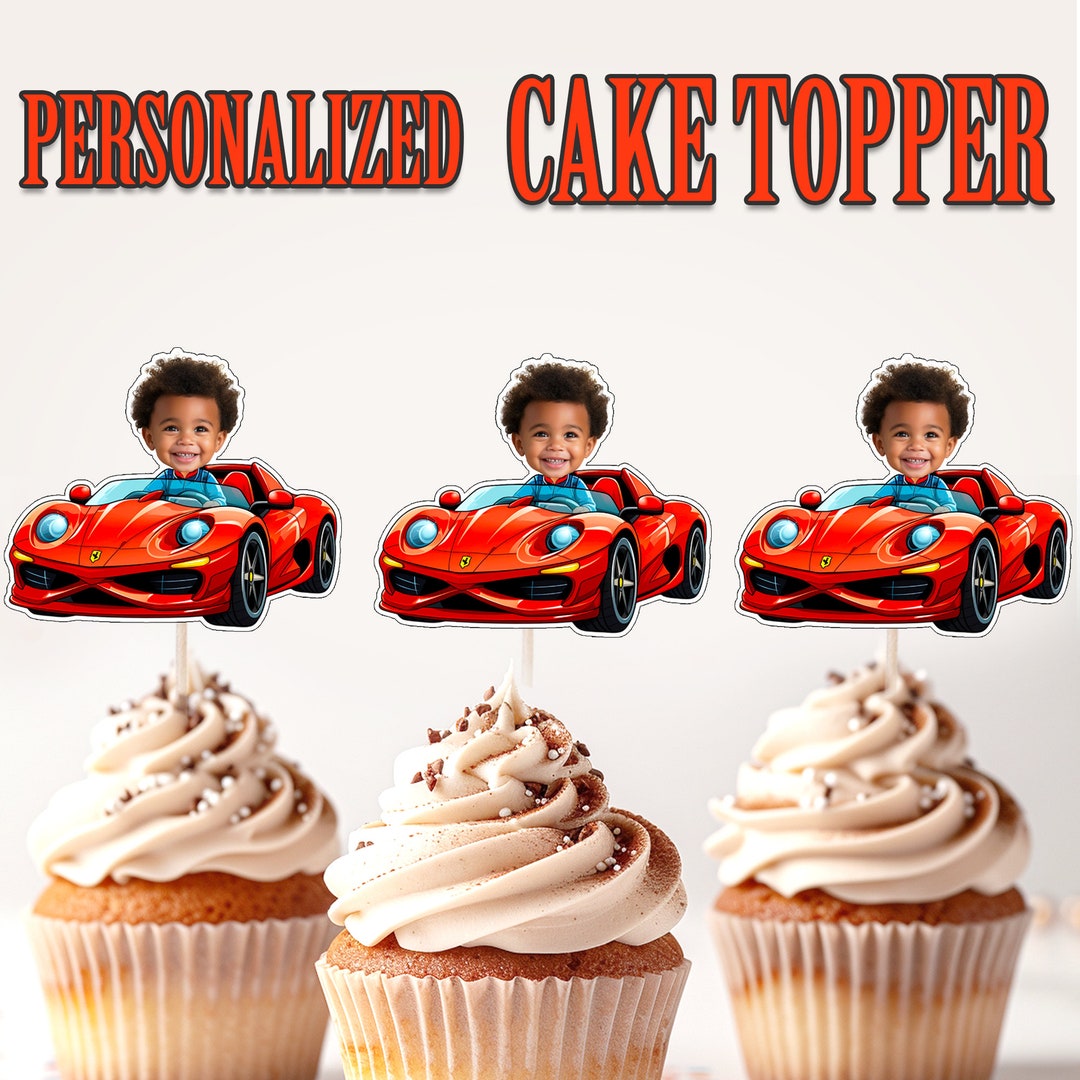 Car Driver Cupcake Topper, Personalized Car Driver Face Cupcake Topper ...