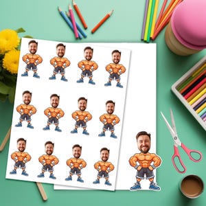 Muscle Man Cupcake Topper Personalized Strong Man Face Cupcake Topper ...