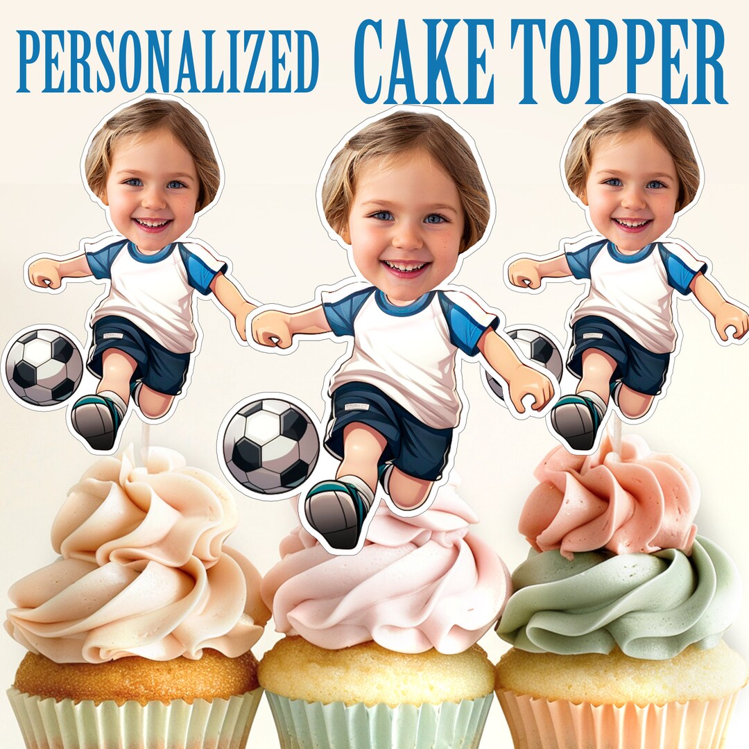 Soccer Cupcake Topper, Personalized Soccer Face Cupcake Topper ...
