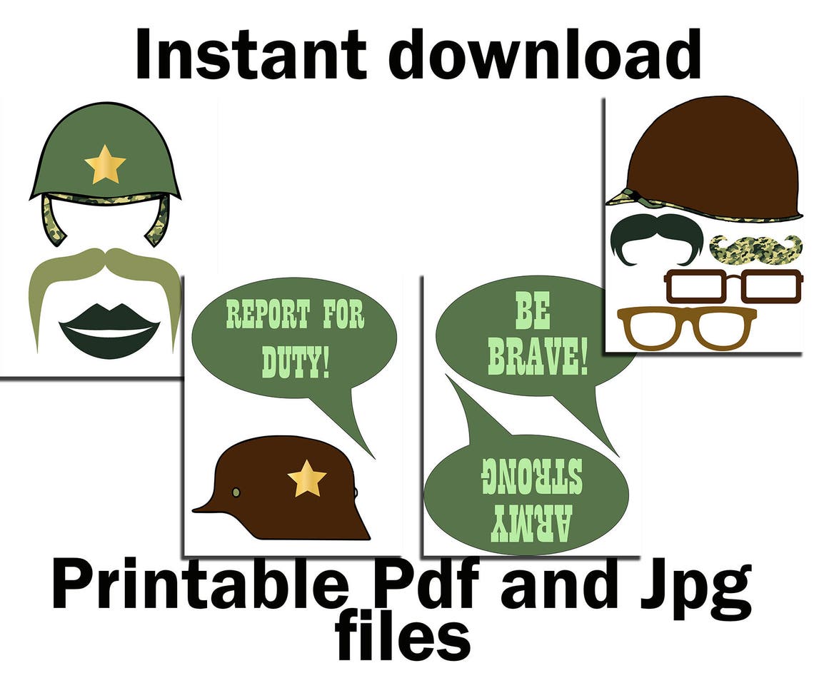 Army Photo Booth Props: Military Party Decorations (digital Download ...