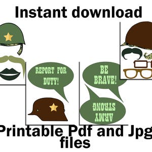 Army Photo Booth Props: Military Party Decorations (digital Download ...