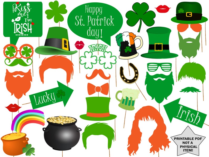 St. Patrick's Day Photo Booth Props: irish PHOTO Props Irish Party ...
