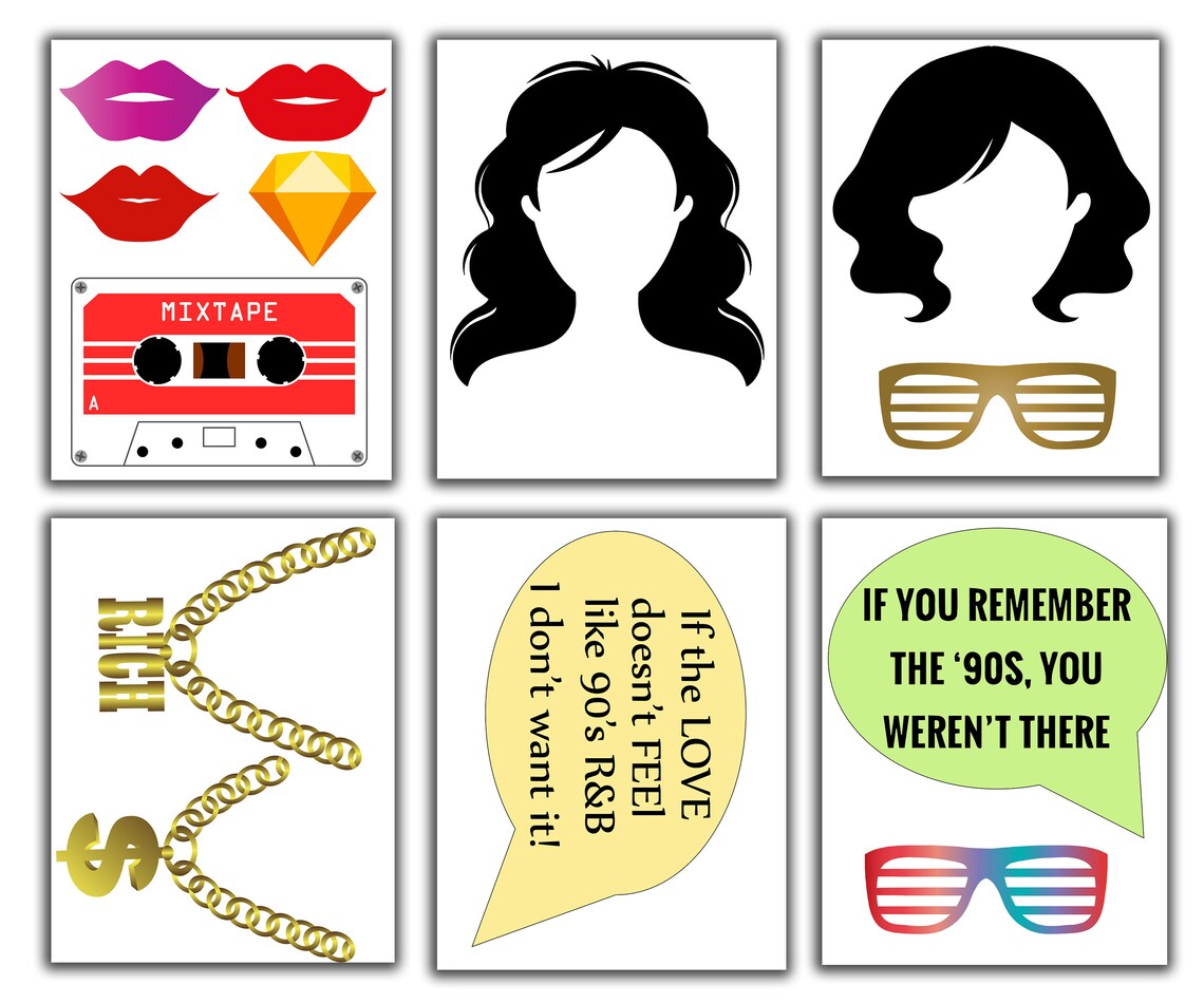 90s Photo Booth Props: 90s PARTY Props 90s Themed Photobooth,nineties ...