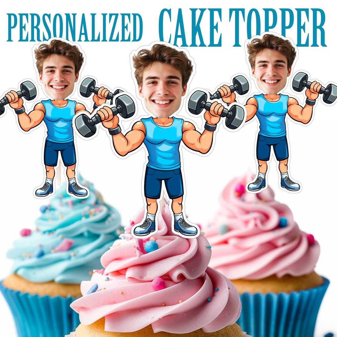 Athlete Cupcake Topper Personalized Powerlifter Face Cupcake Topper ...