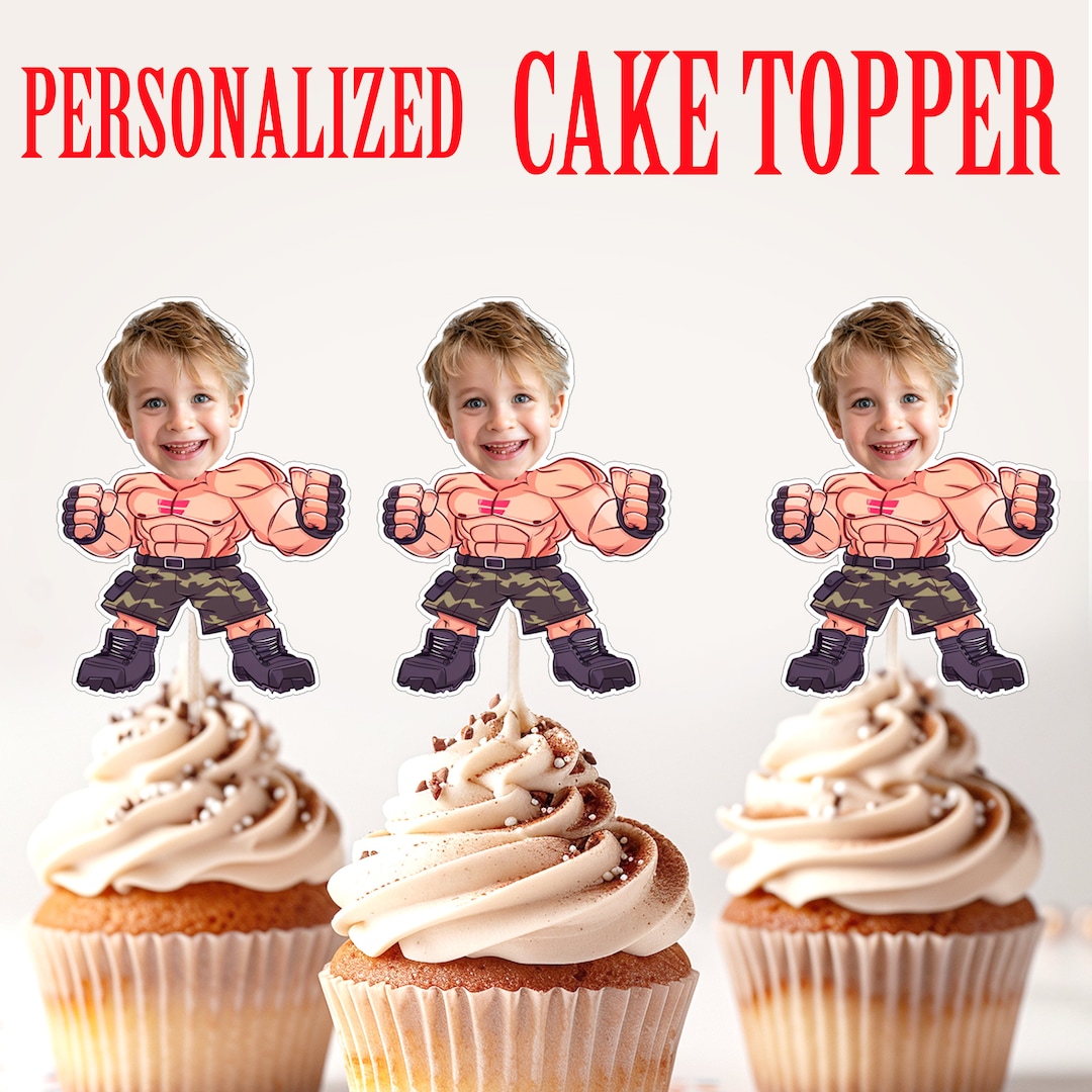 Personalized Wrestler Face Cupcake Topper: Birthday Party Decor ...