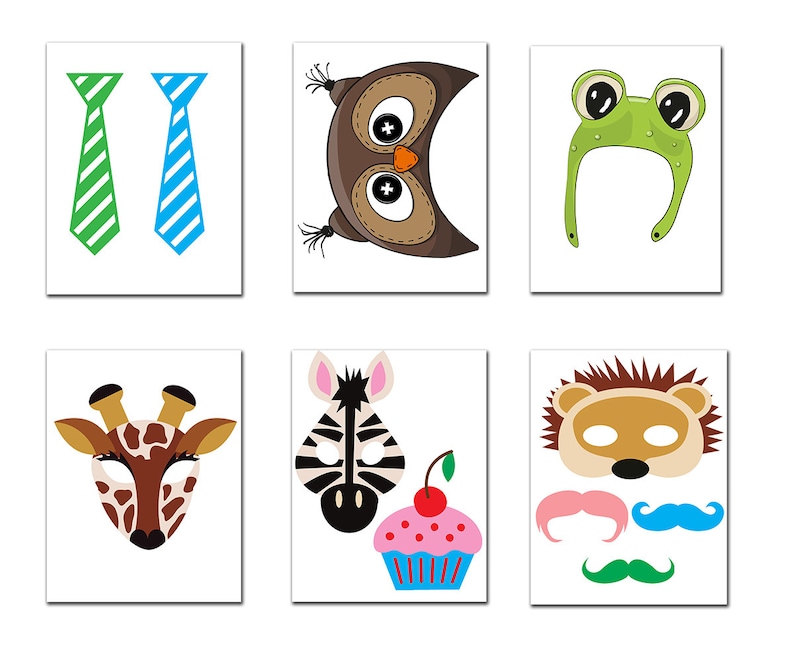 Printable Animals Photo Booth Props: animal MASK Props Animal Birthday ...