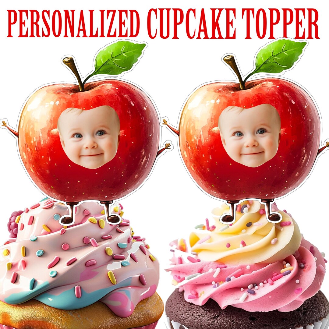 Apple Cupcake Topper, Personalized Apple Cupcake Topper, Printable ...