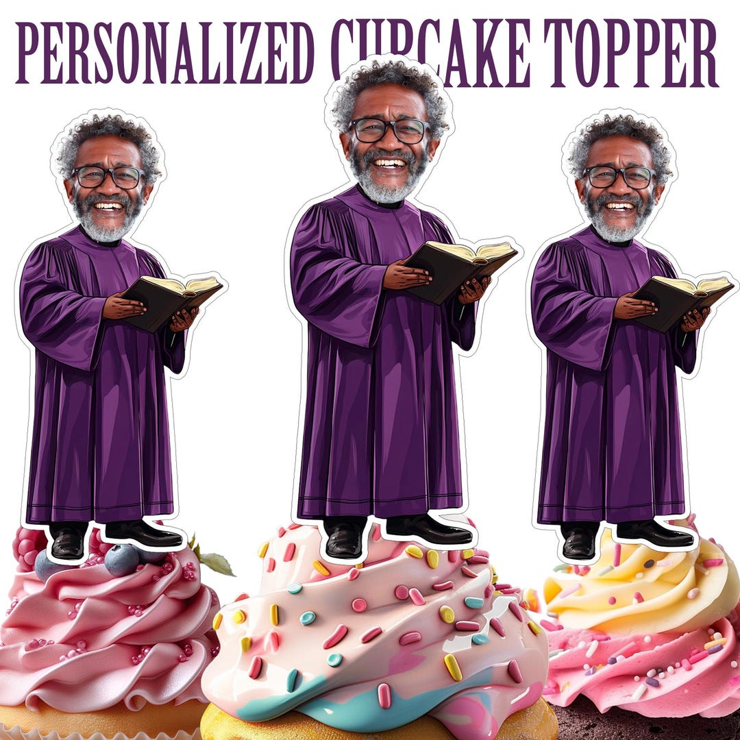 Gospel Church Pastor Cupcake Topper, Personalized Priest Face Cupcake ...