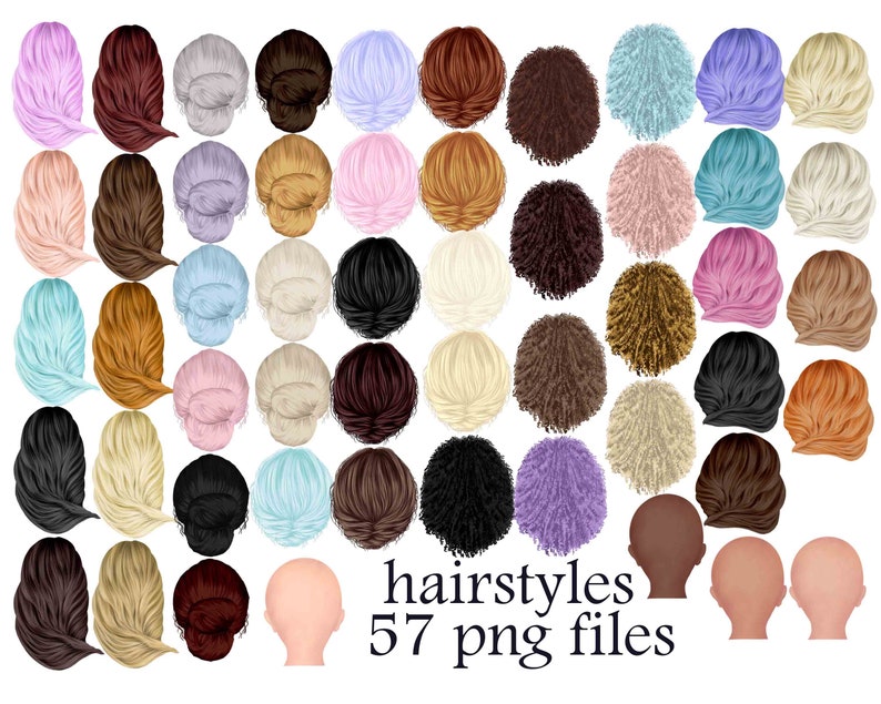 Hairstyles Clipart, Girls Hair Clipart, Hair Clip Art, Womans Hair ...