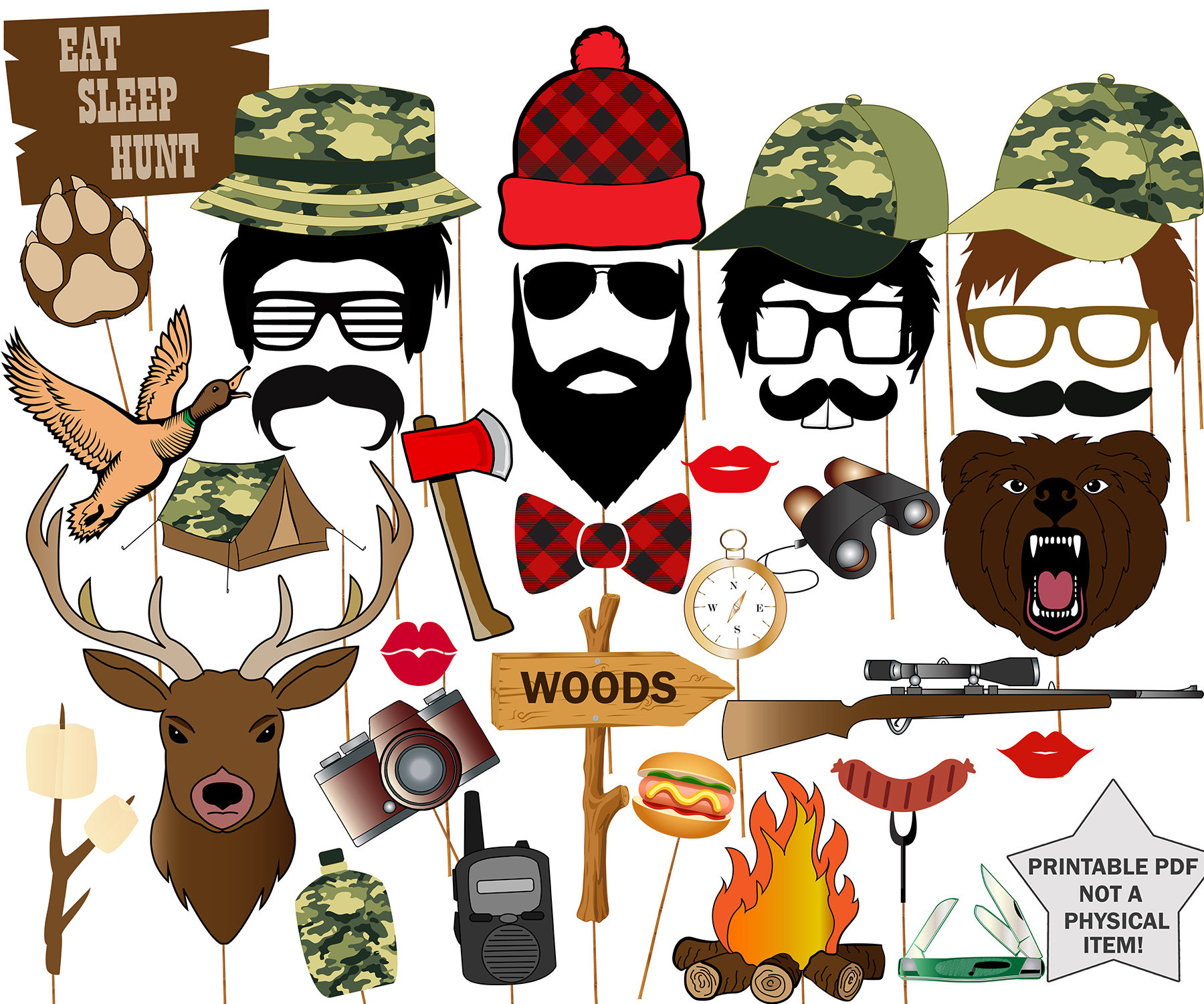Hunting Photo Booth Props: Adventure Birthday Party (printable PDF) - Etsy
