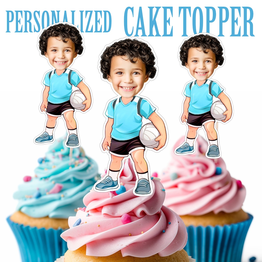 Volleyball Cupcake Topper, Personalized Volleyball Player Face Cupcake ...