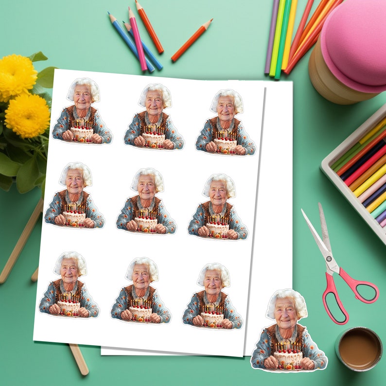Personalized Grandma Face Cupcake Topper: Birthday Party Decor (digital ...