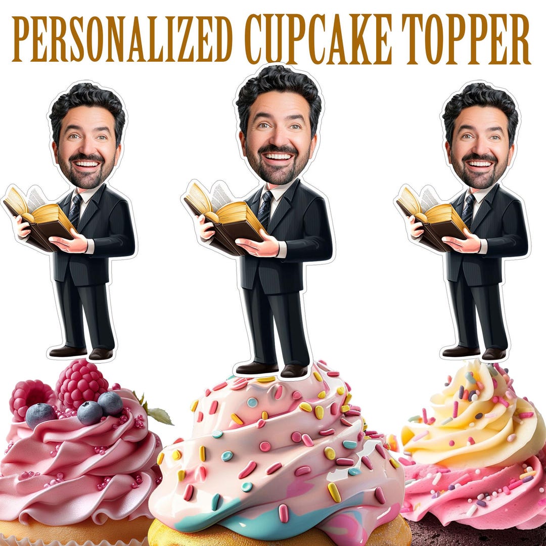 Personalized Pastor Face Cupcake Topper: Custom Priest Birthday Decor ...