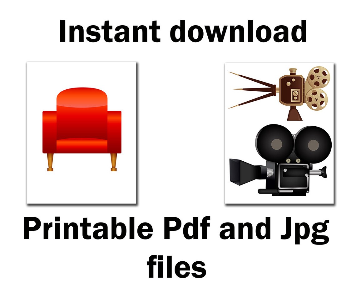 Movie Night Photo Booth Props: 42 Printable Cinema Party Props (PDF) - Etsy