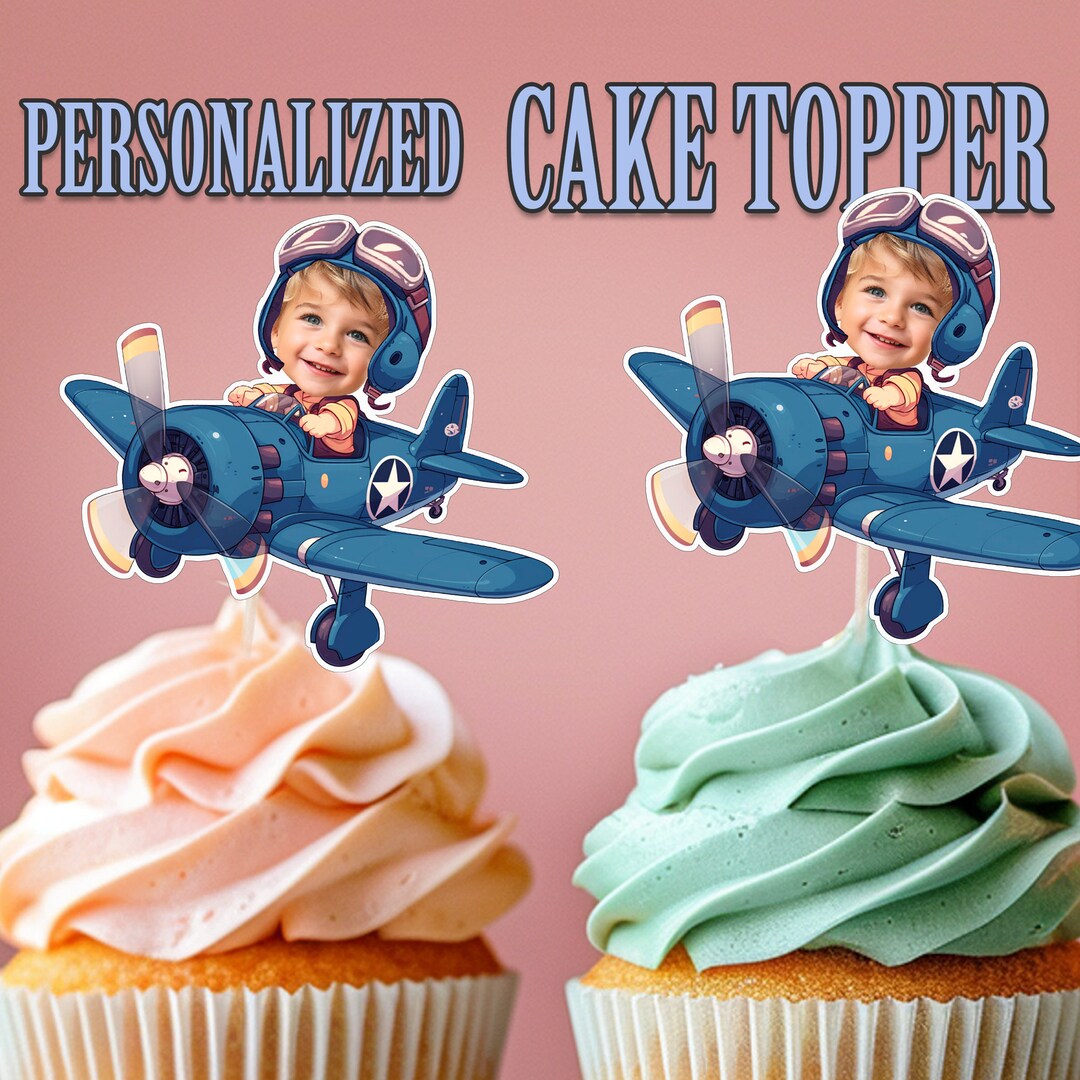 Pilot Cupcake Topper Personalized Aviator Face Cupcake Topper Printable ...