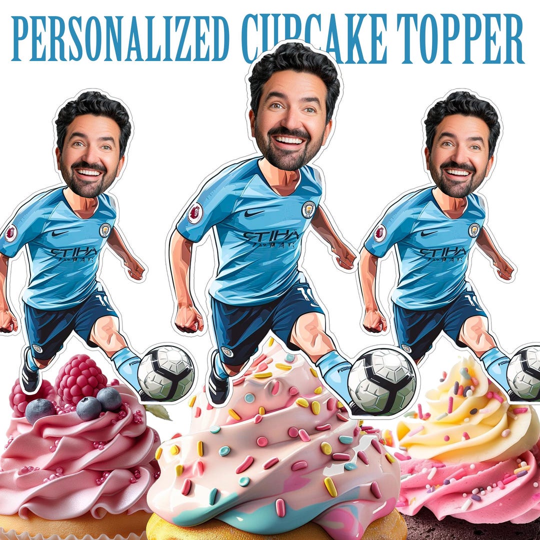 Soccer Cupcake Topper, Personalized Soccer Face Cupcake Topper ...