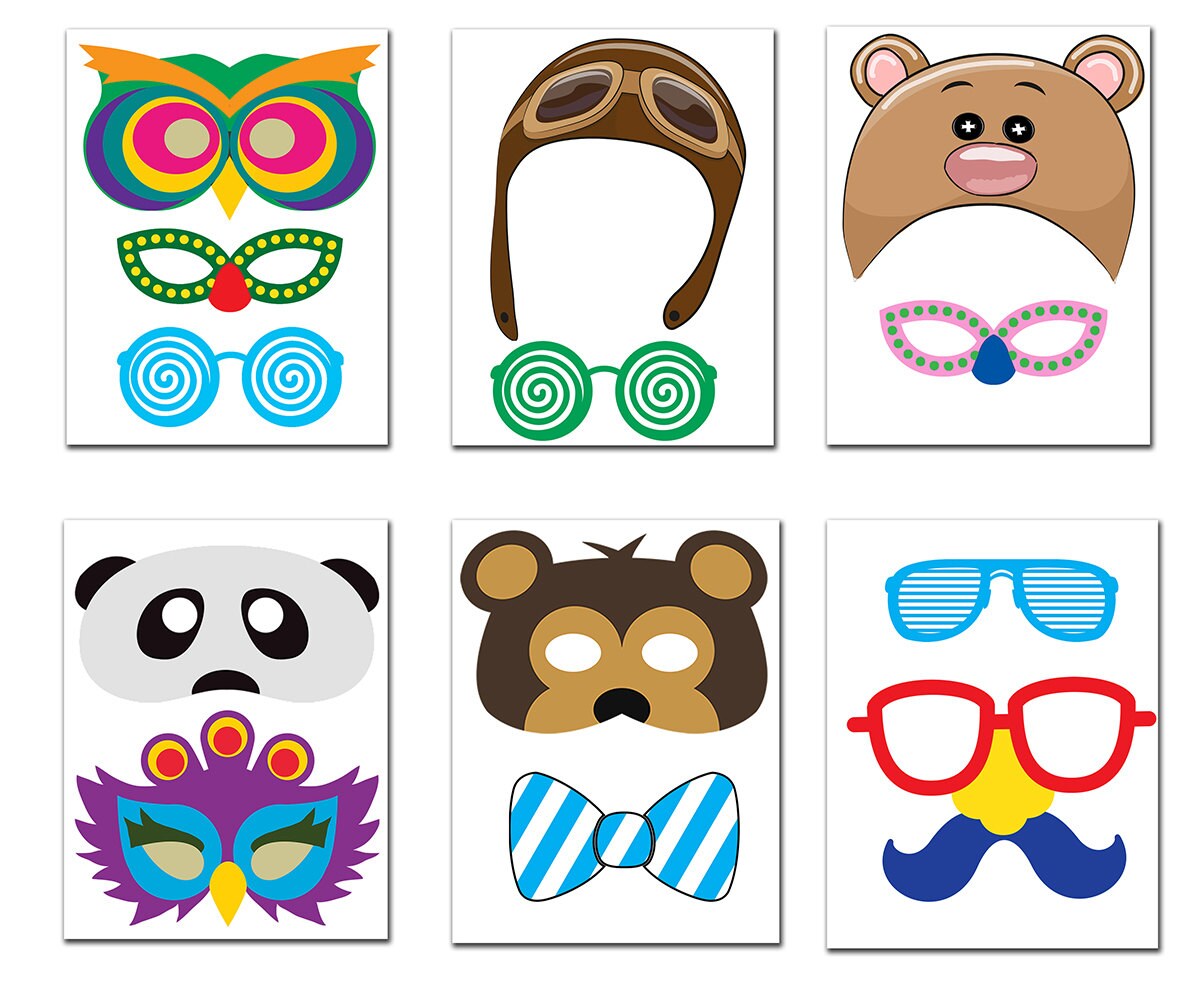 Printable Animals Photo Booth Props: animal MASK Props Animal Birthday ...