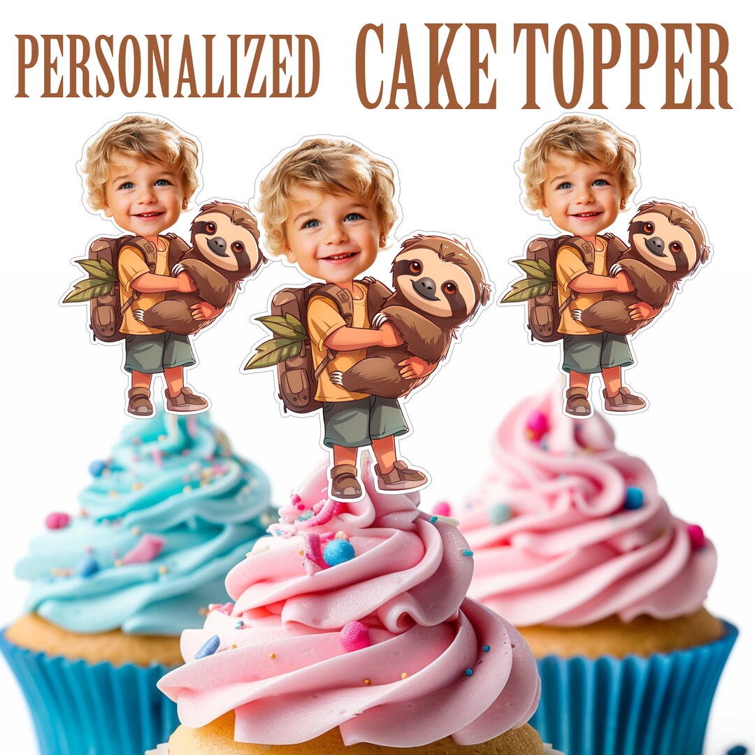 Sloth Cupcake Topper, Personalized Sloth Cupcake Topper, Printable ...