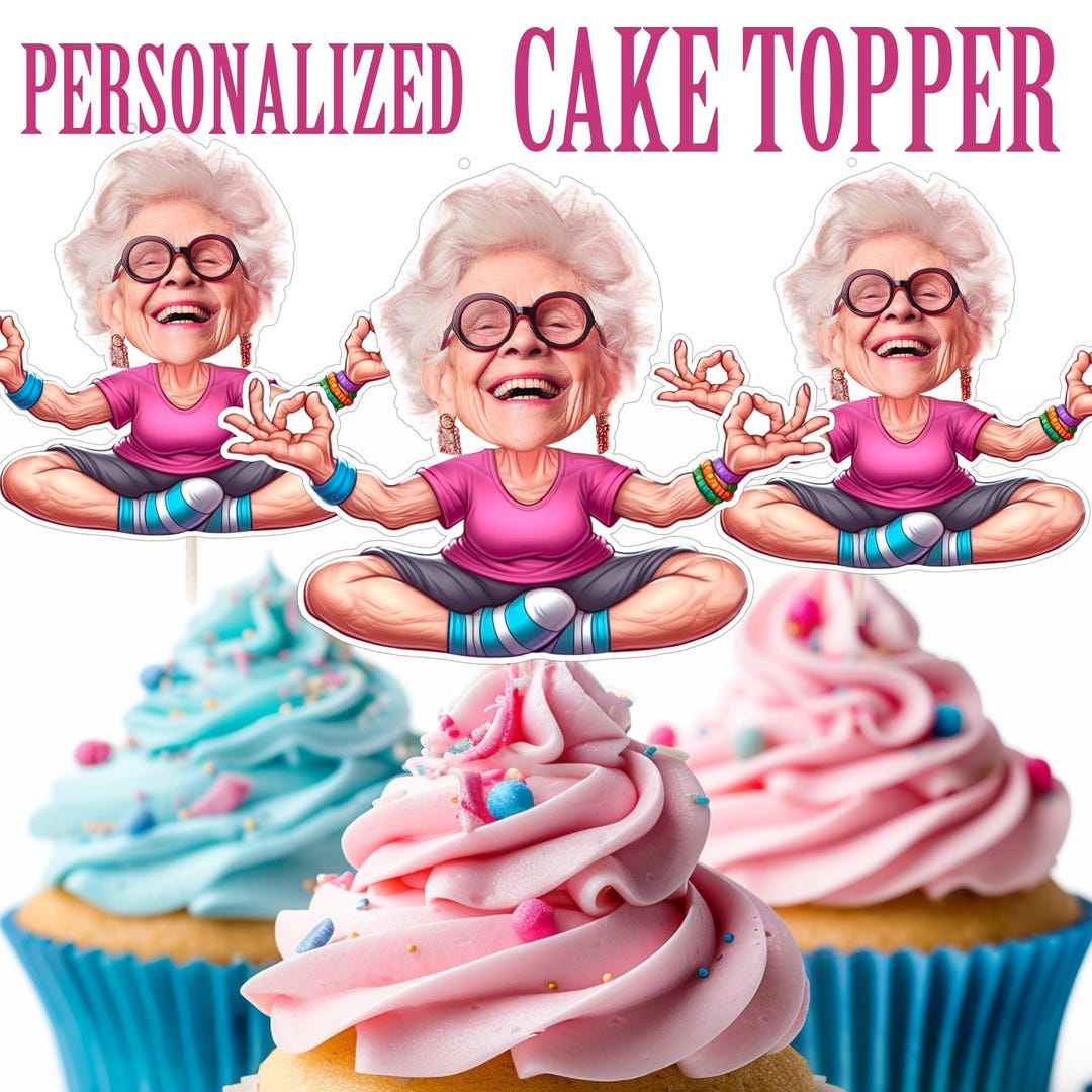 Yoga Girl Cupcake Topper, Personalized Yoga Lady Face Cupcake Topper ...