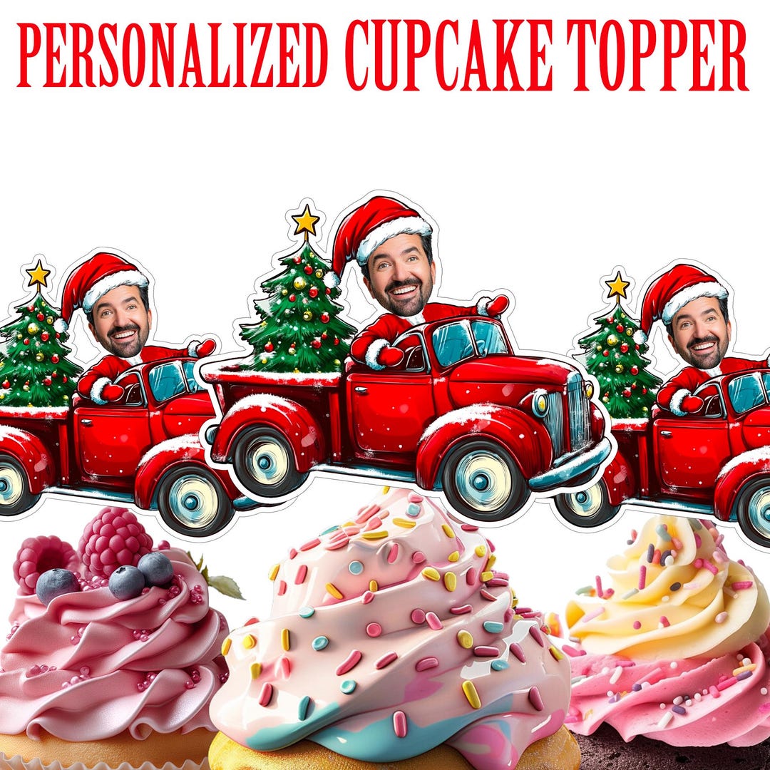 Christmas Santa Claus Cupcake Topper Personalized Santa Face Cupcake ...