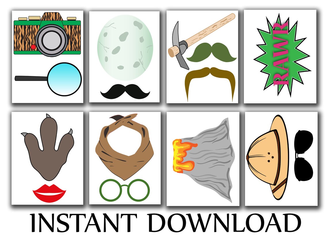 Dinosaur Photo Booth Props: printable DINOSAUR Prop Kids Party Props ...