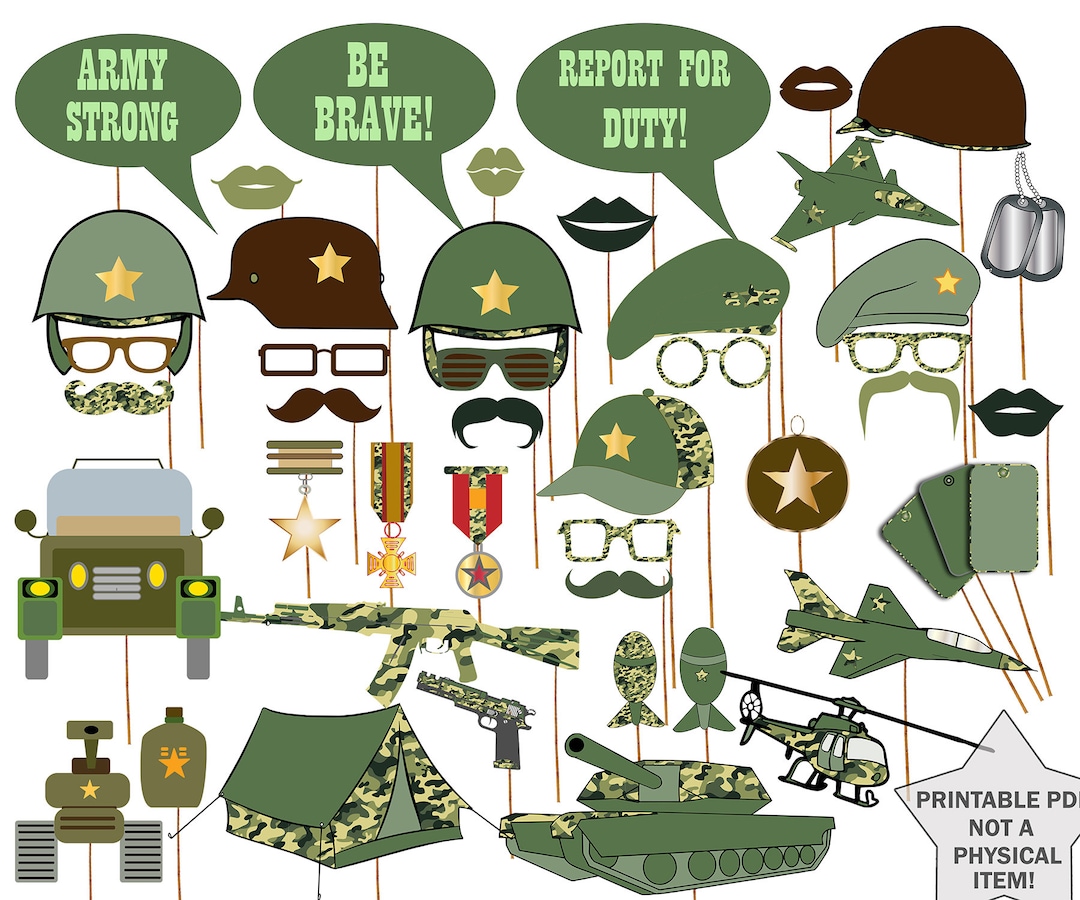 Army Photo Booth Props: "military Props" Army Printable Props,military ...