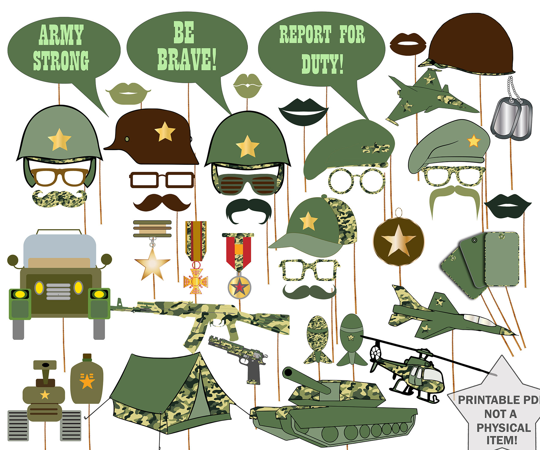 Army Photo Booth Props: military Props Army Printable Props,military ...