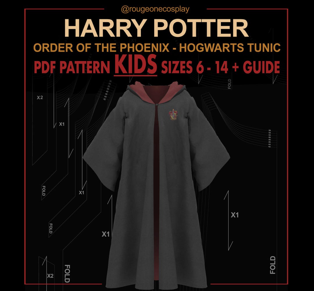 Harry Potter Hogwarts Robe Pattern, Kids' Tunic Cosplay (sizes 6-14 ...