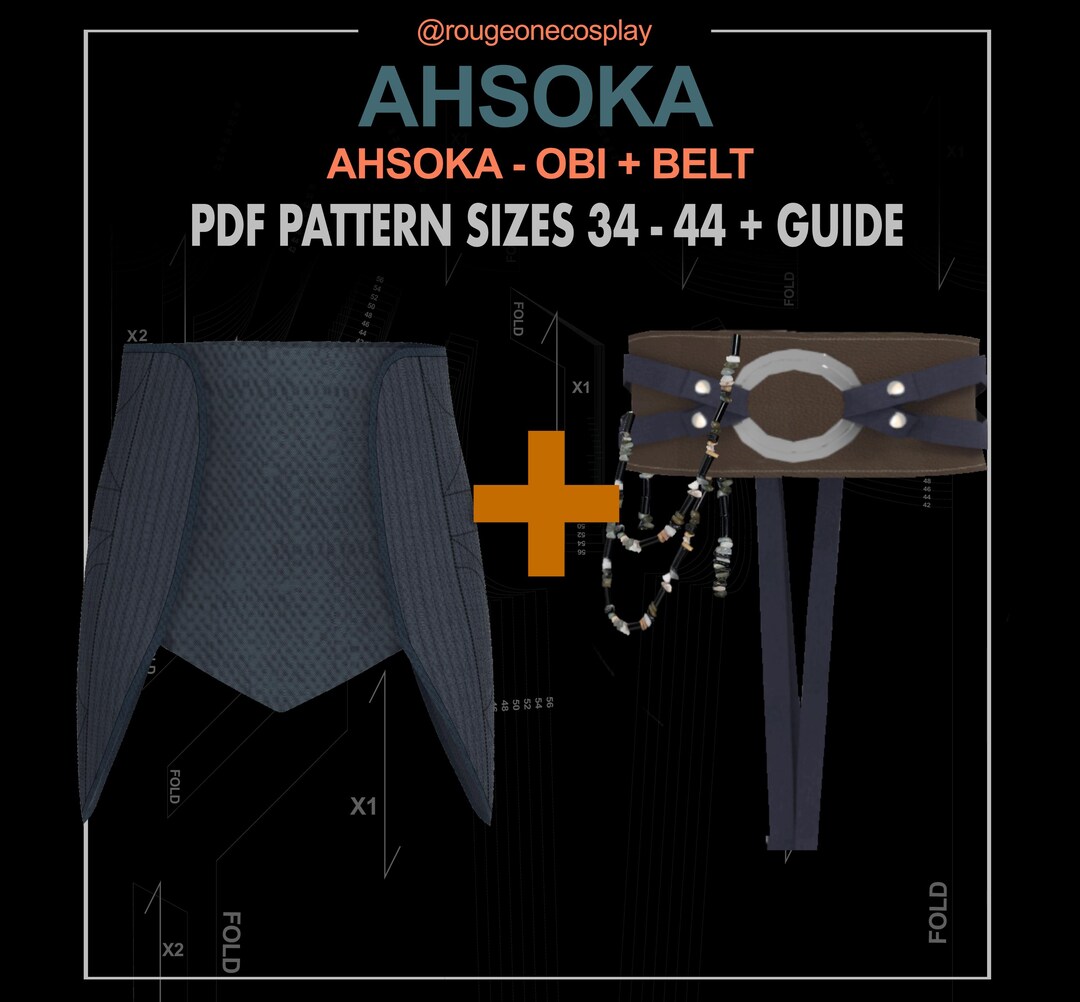 Ahsoka Sewing Pattern BELT+ OBI Starwars Cosplay Patterns DIGITAL 34-44 ...