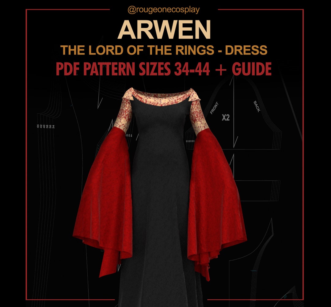 Arwen Dress Pattern Medieval DIGITAL Sizes 34-44 guide for Cosplay lord ...