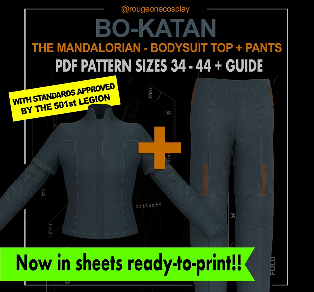 Mandalorian Patterns Bo Katan Flight Suit Starwars Cosplay TOP + TROUSERS DIGITAL Pattern Pdf ...