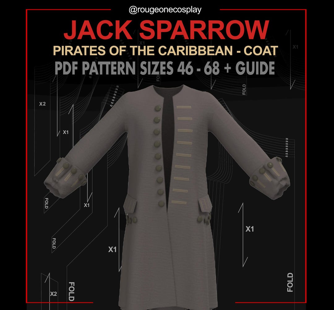 Pirate Coat Pattern - Jack Sparrow / Pirates of the Caribbean DIGITAL ...