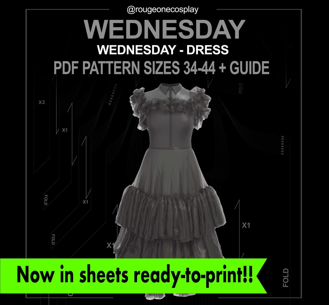 Movie Gothic Dress Pattern DIGITAL Sizes 34-44+guide for Cosplay - Etsy