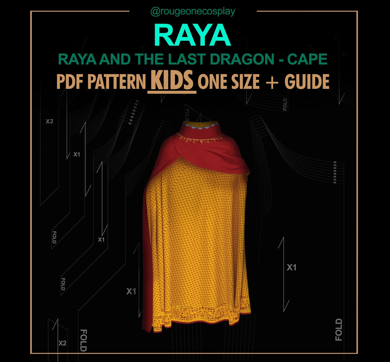 Raya Cape Raya and the Last Dragon Costume KIDS Pattern PDF - Etsy