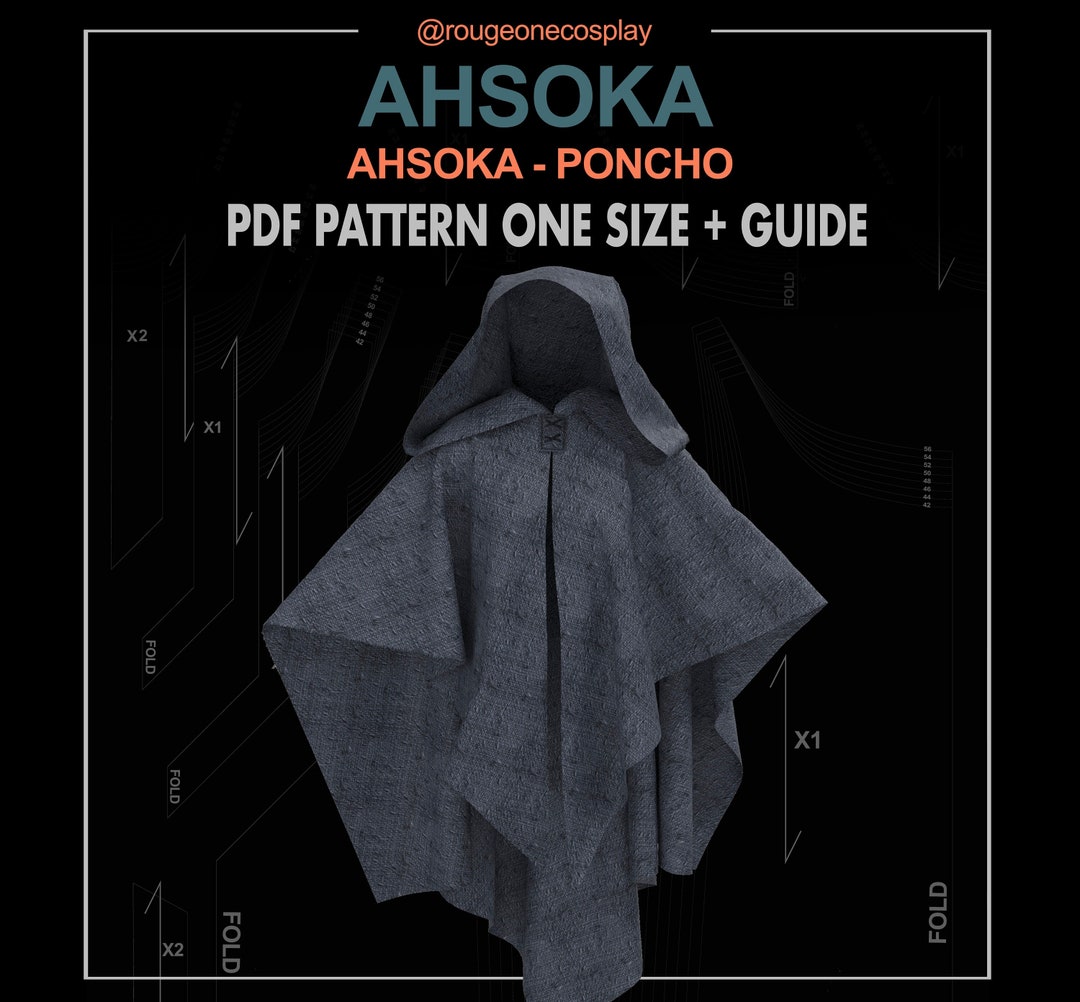 Ahsoka Sewing Pattern Poncho Starwars Cosplay Pattern DIGITAL One Size ...