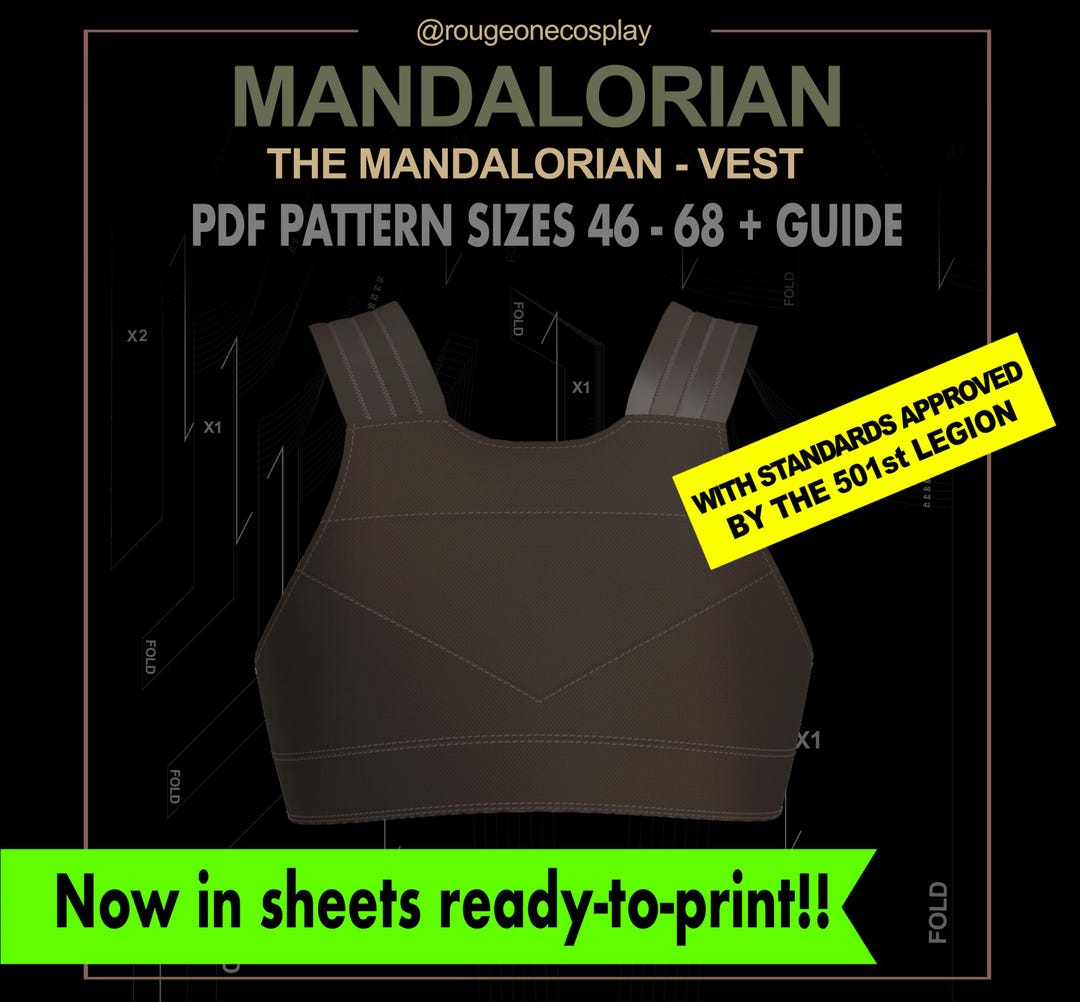 Mandalorian Vest Mandolorian Costume Pattern Flak DIGITAL Sizes 46-68 Guide / Mando Flight Suit ...