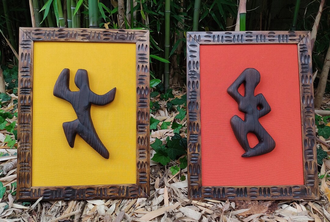 Tiki Carving Fire Dancers Wooden Panels Two Panels - Etsy