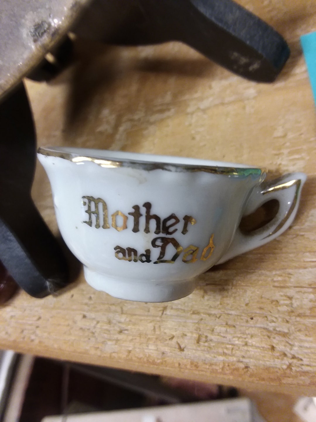 Mother & Dad Miniature Porcelain Cup W/gold Trim and Lettering - Etsy
